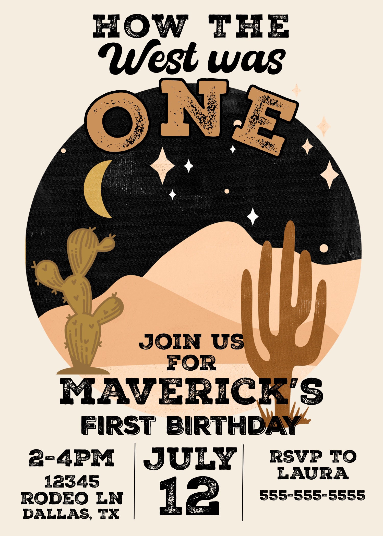 Western Themed First Birthday Invitation, 1st Birthday, Editable ...