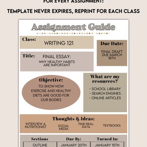 Student Assignment Tracker, Student Chart, Assignment Chart, College ...