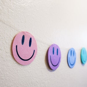 Smiley Felt Garland, Kids Smiley Banner, Childrens Bedroom Banner ...