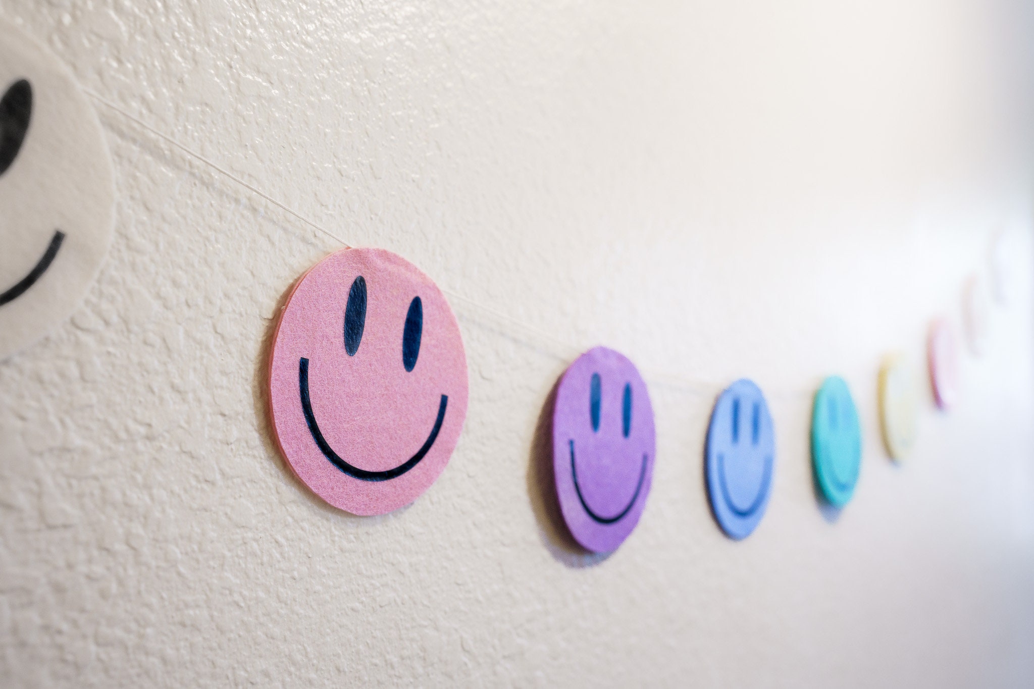 Smiley Felt Garland, Kids Smiley Banner, Childrens Bedroom Banner ...