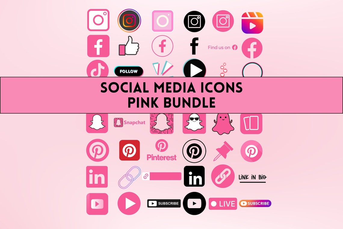 Social Media Icons Pink, Instagram Icon, Pinterest Posts, Website ...