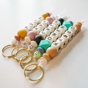 Custom Silicone Name Keychain, Silicone Bead Keychain, Personalized ...