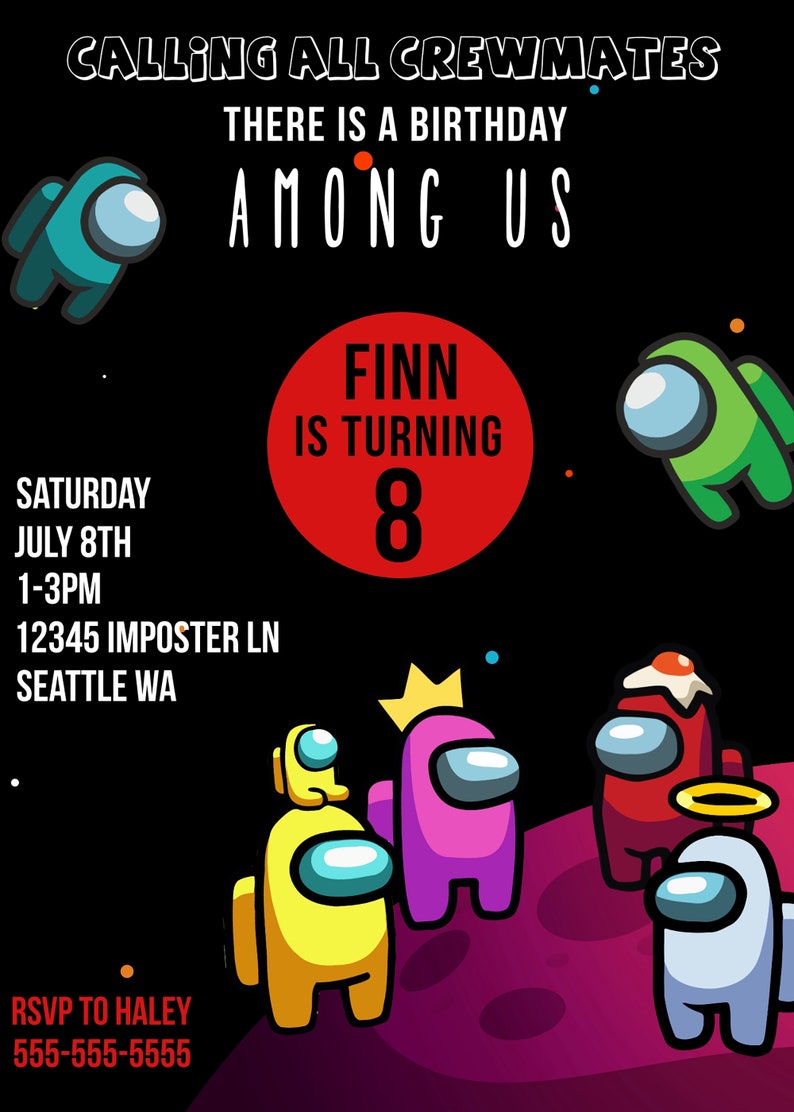 Among Us Invitation Among Us Birthday Birthday Invitation - Etsy
