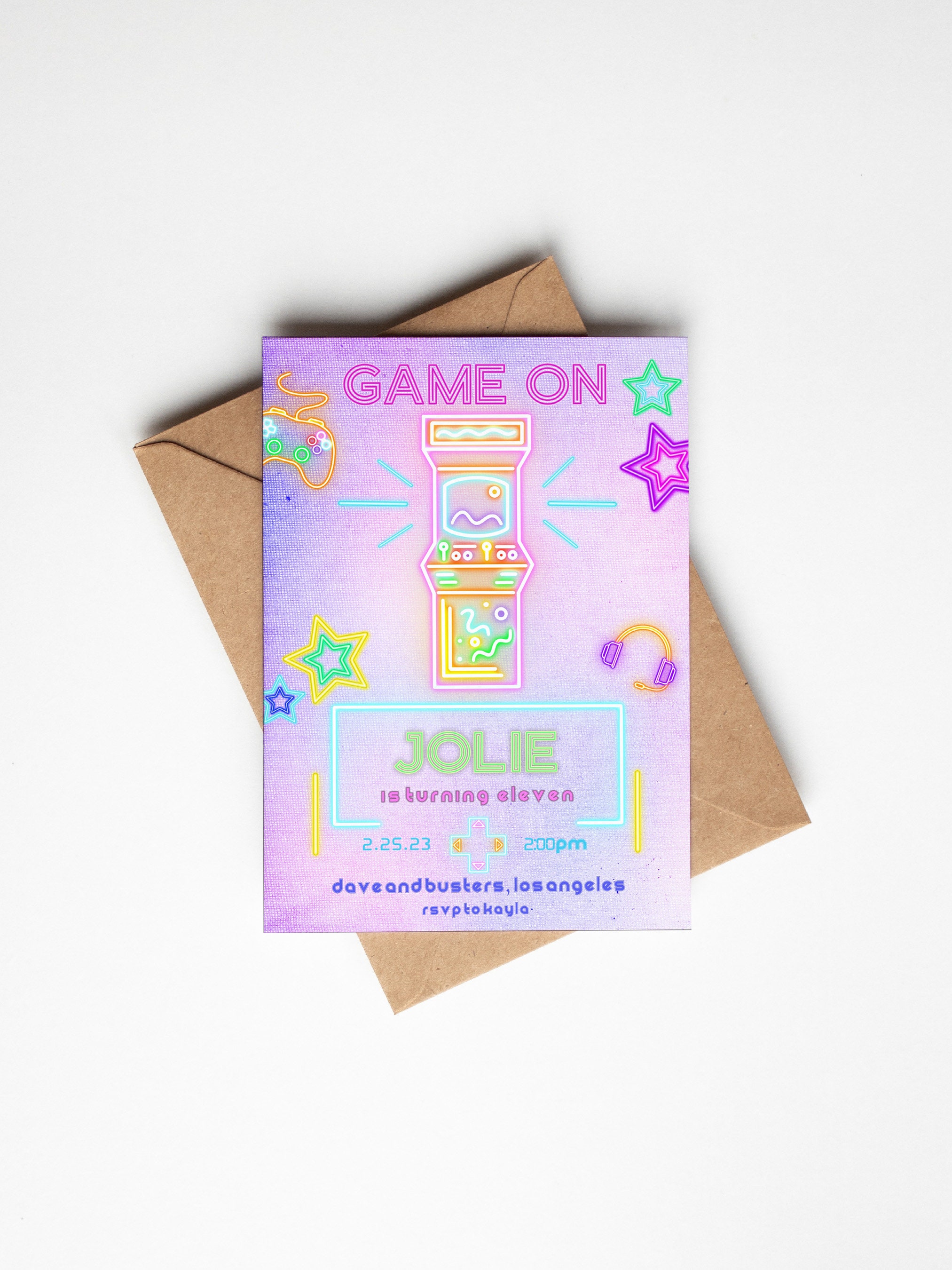 Arcade Birthday Invitation, Arcade Birthday, Retro Birthday, Neon ...