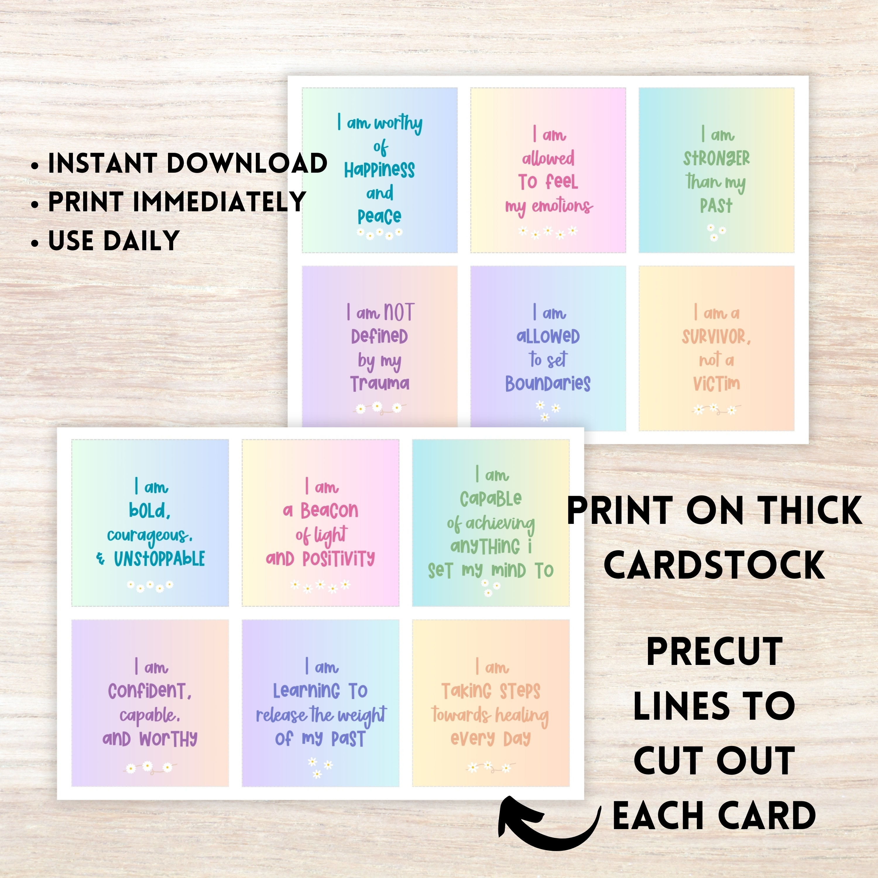 30 Affirmation Card Bundle, Recovery Daily Affirmation Cards, Trauma ...