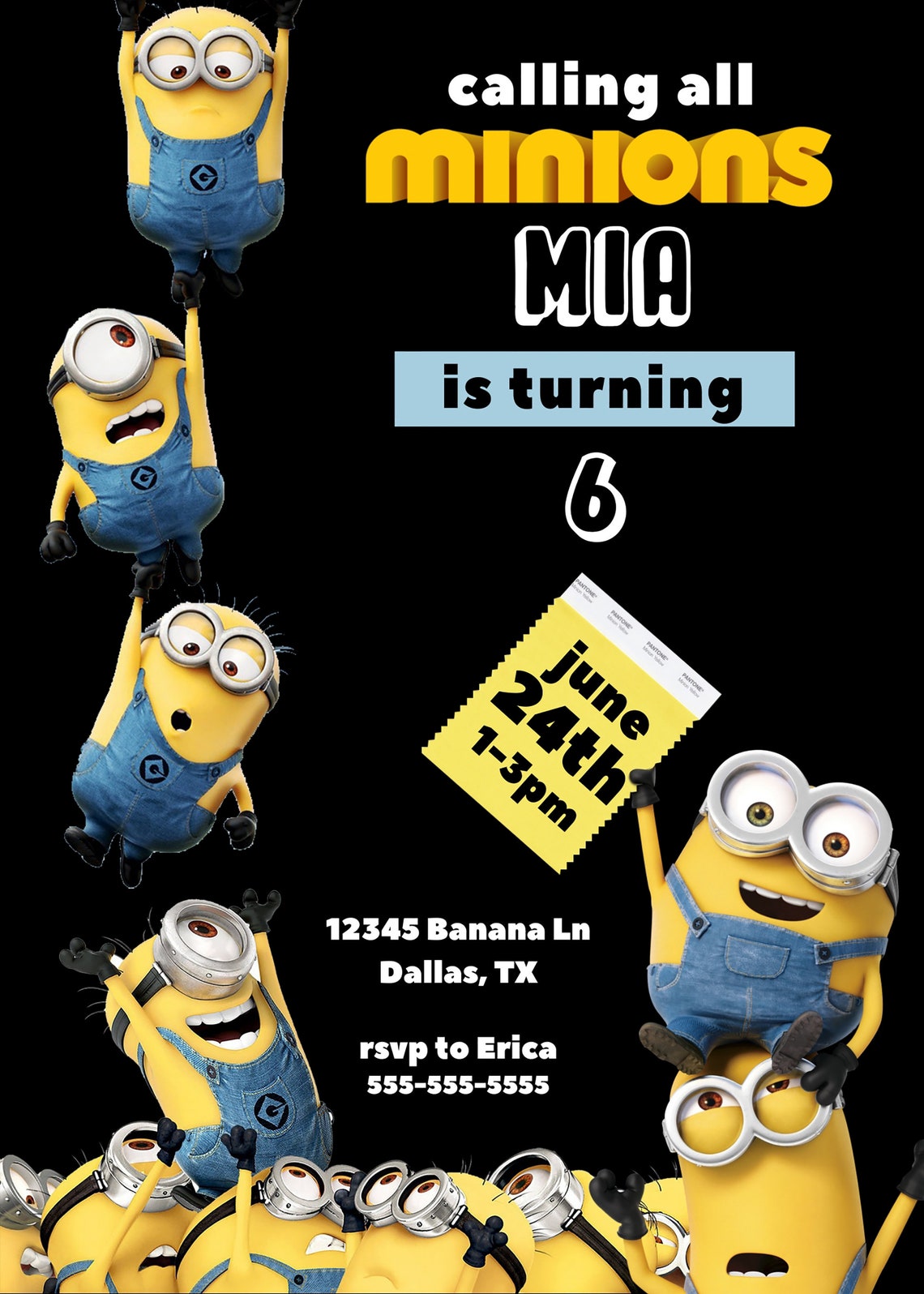 Minion Invitation Minion Birthday Kids Birthday Instant - Etsy