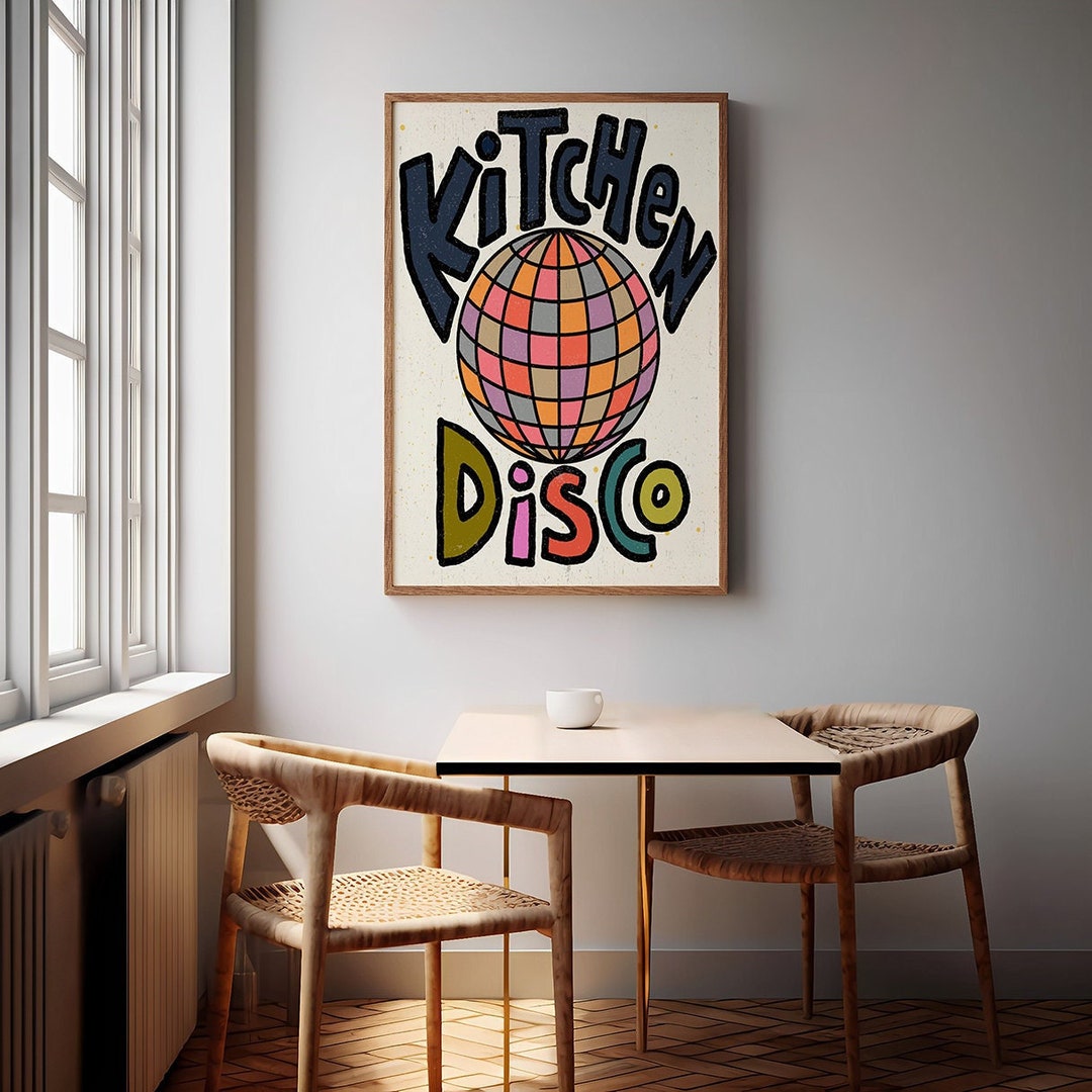 Retro Kitchen Disco Wall Art, Disco Wall Print, Vintage Home Art ...