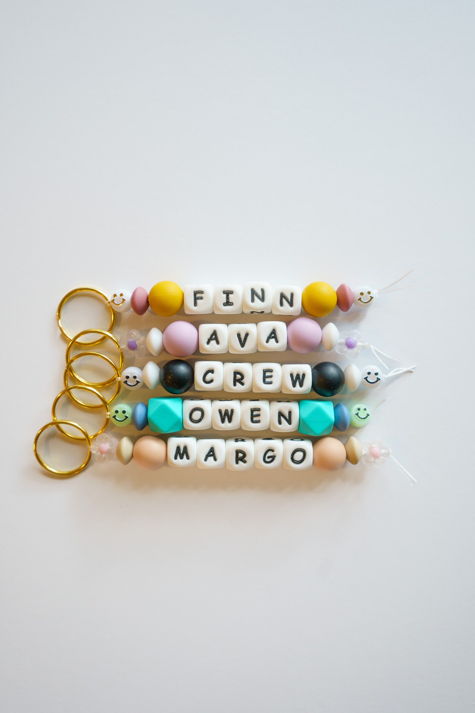 Custom Silicone Name Keychain, Silicone Bead Keychain, Personalized ...