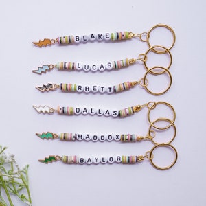 Lightning Bolt Personalized Name Keychain, Backpack Customized Name ...