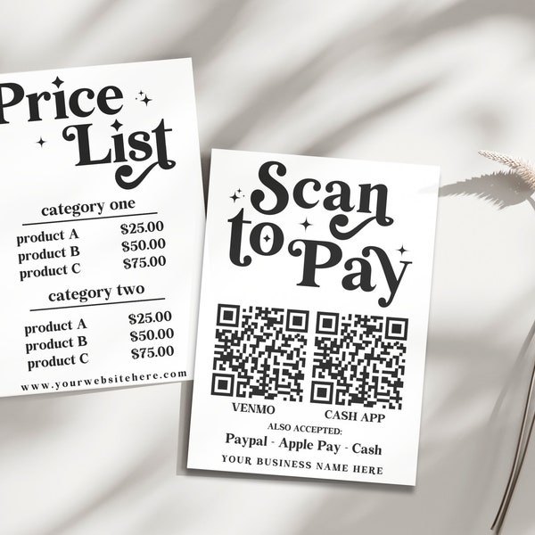 Editable Price List Template, Small Business Price Sheet, Editable QR ...