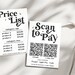 Editable Price List Template, Small Business Price Sheet, Editable QR ...