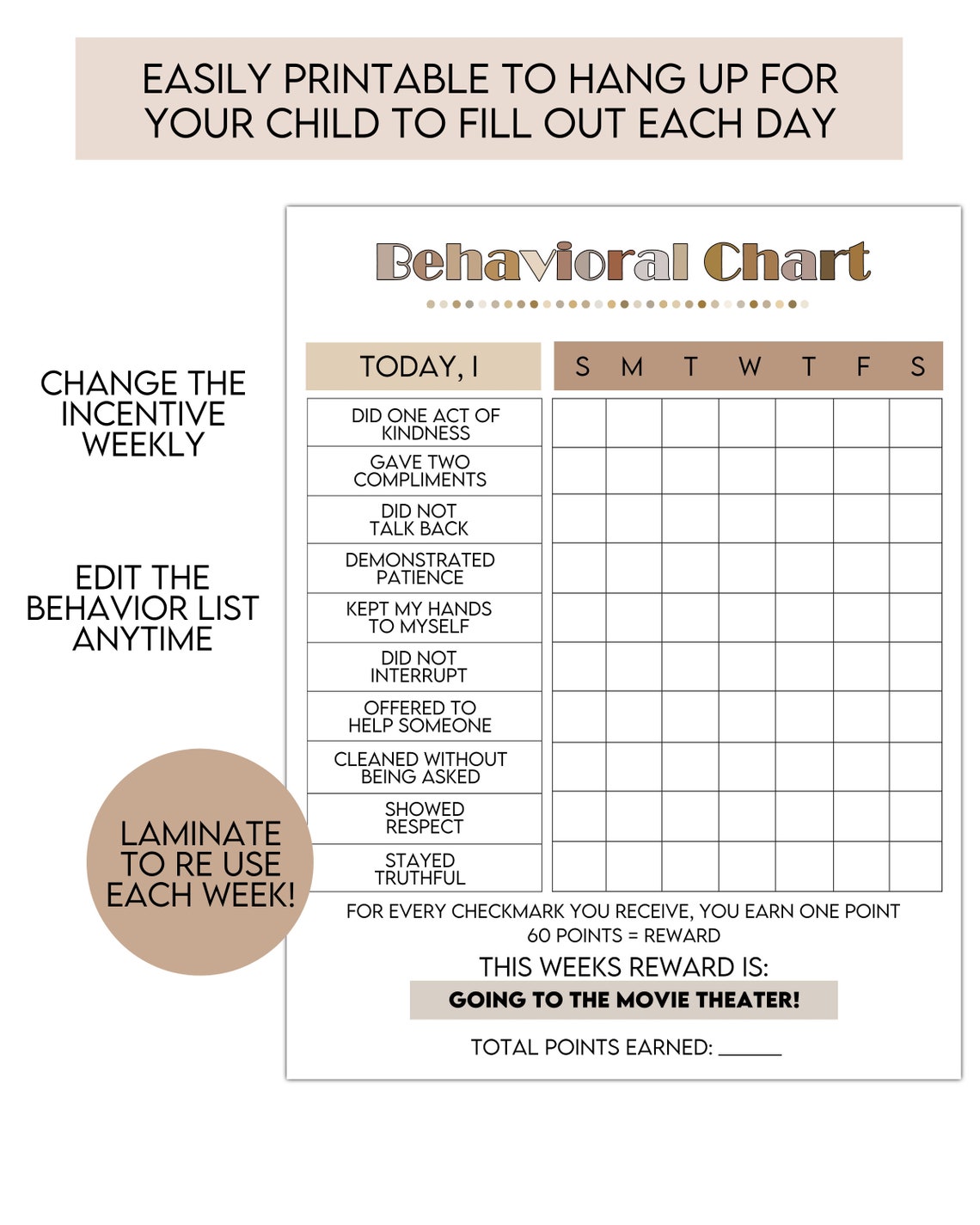 Kids Chore Chart, Allowance Tracker, Kids Chart, Behavior Chart ...