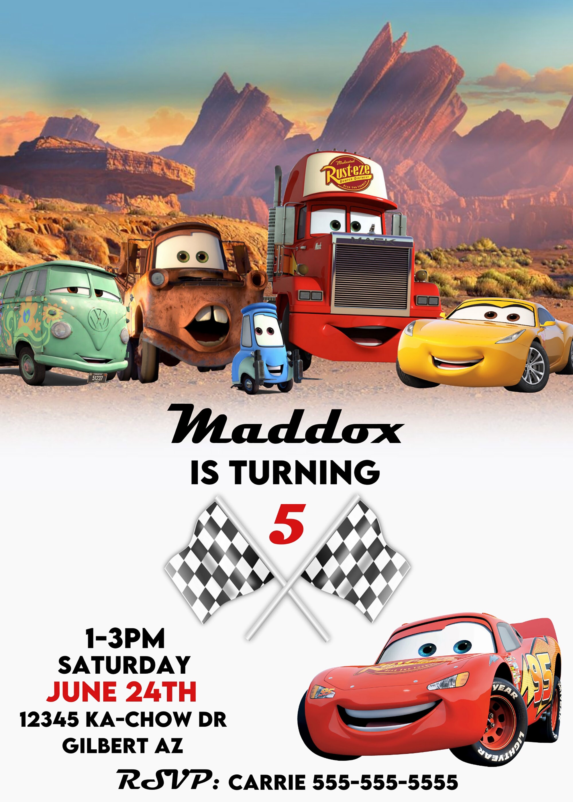 Invitación de cumpleaños de Cars Invitación de Cars - Etsy México