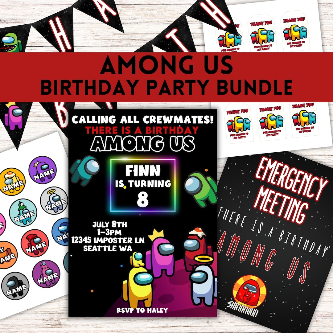 Among Us Birthday Party Bundle, Among Us Invitation, Birthday Banner ...