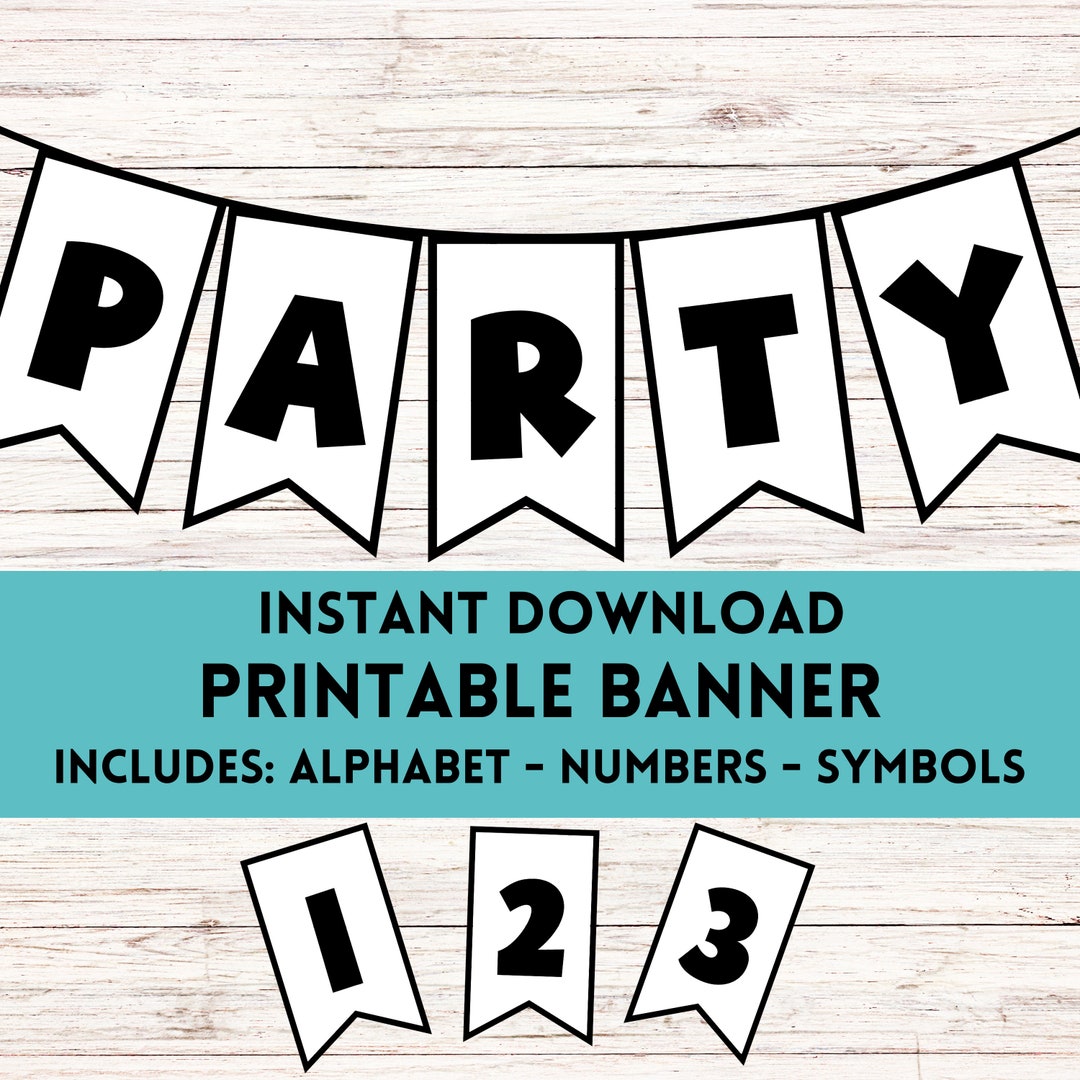 Instant Printable Bunting Banner, Alphabet Banner, Birthday Party ...
