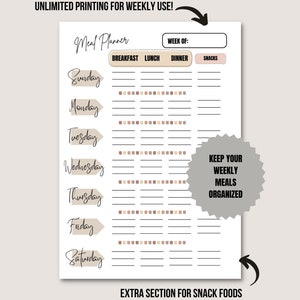 Meal Planner, Grocery List, Printable Grocery List, Meal Prep, Budget ...