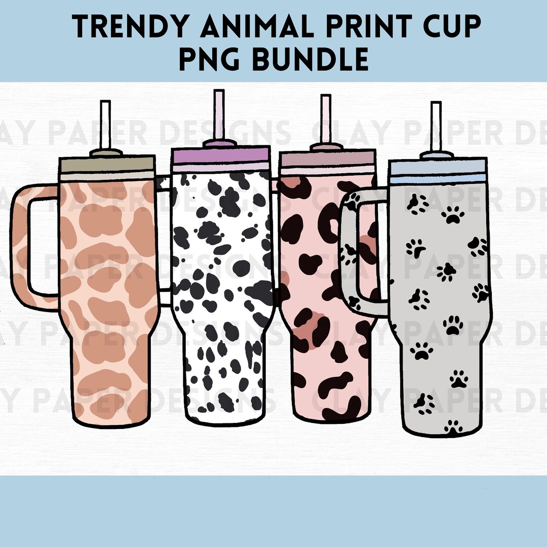 Animal Print Tumbler Clipart, Trendy Stanley Png, Cow Print, Leopard ...