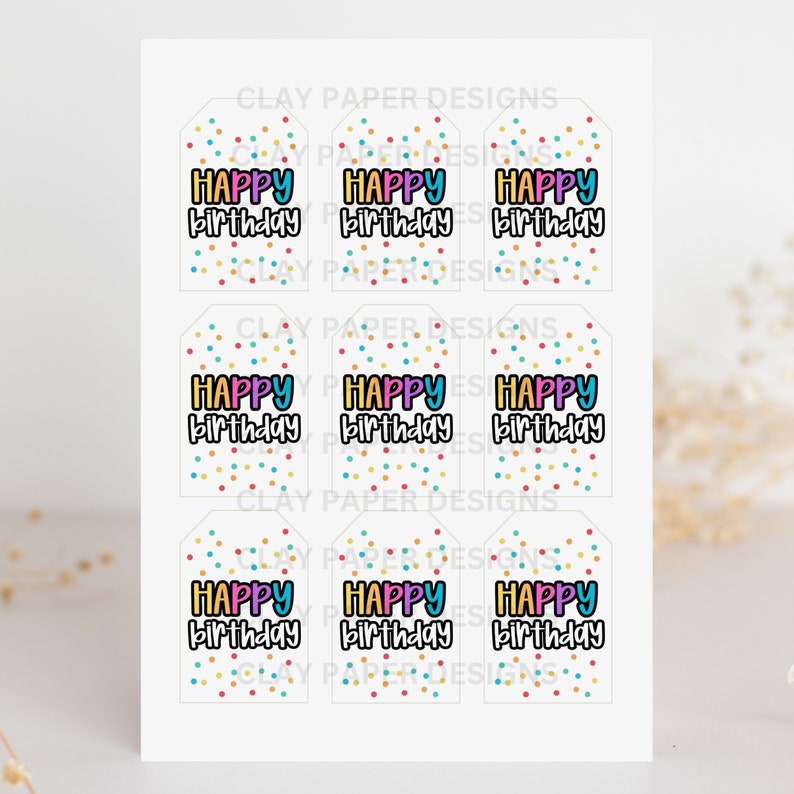 Printable Happy Birthday Gift Tags, Party Gift Tags, Kids Birthday Gift ...