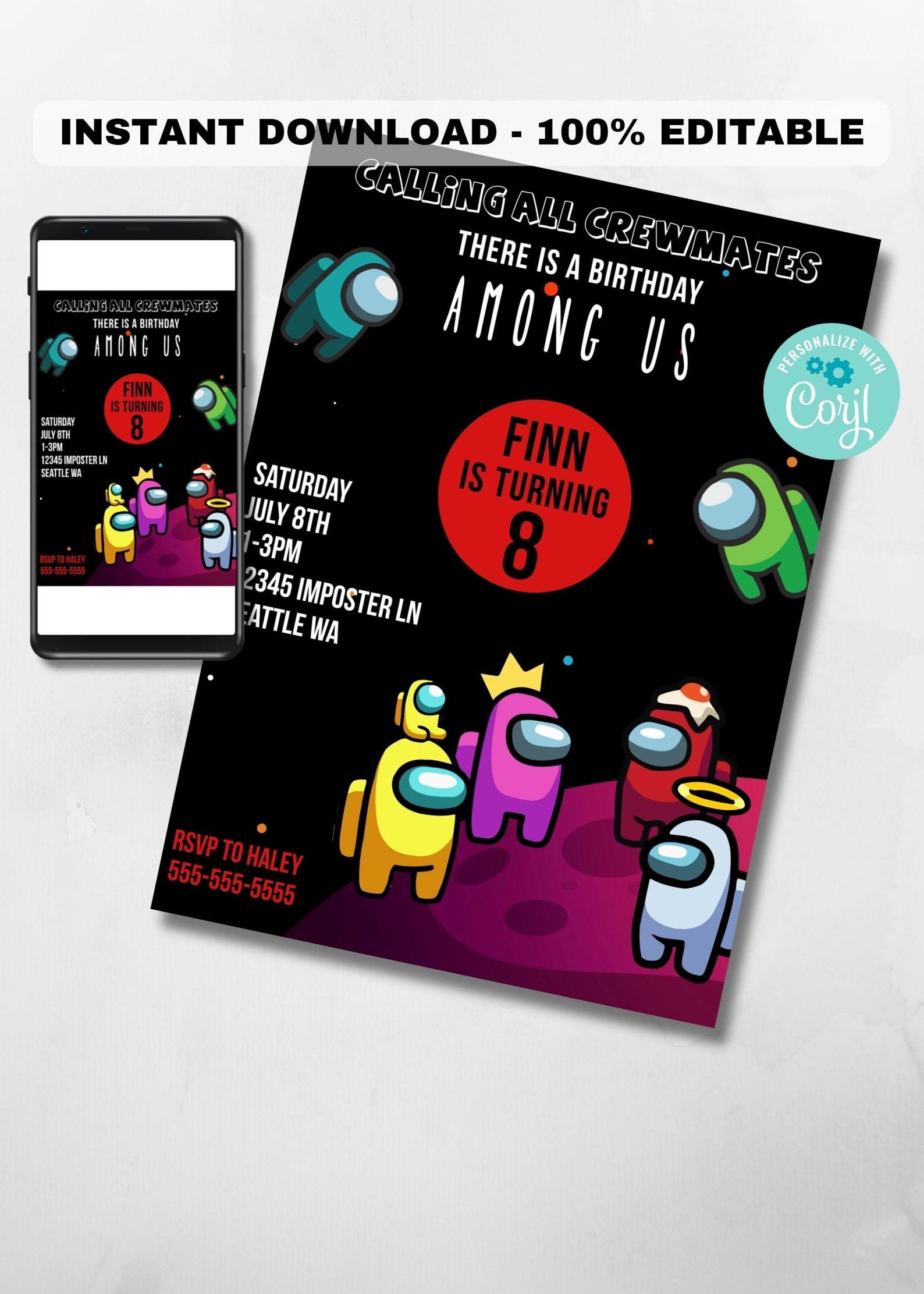 Among Us Invitation Among Us Birthday Birthday Invitation - Etsy