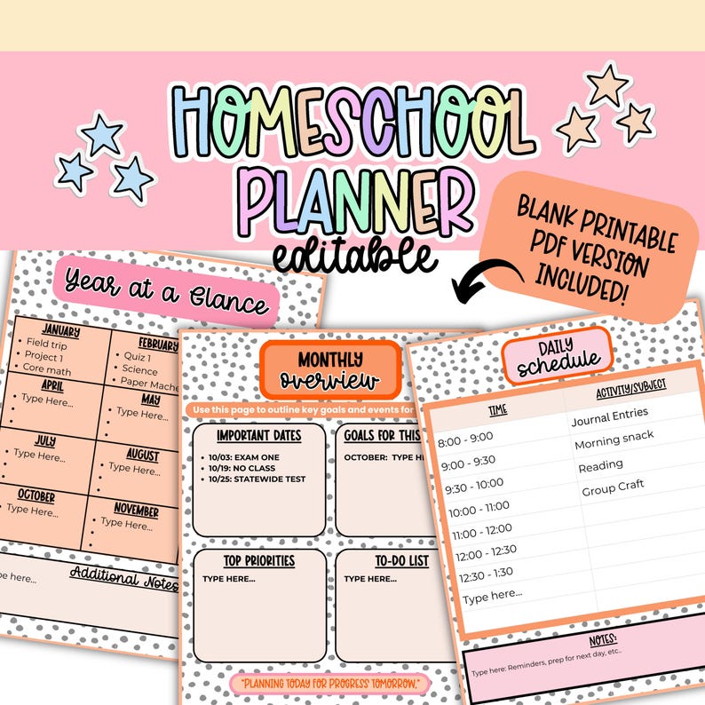 Editable Homeschool Planner | Printable Modern Homeschool Guide | 10 ...