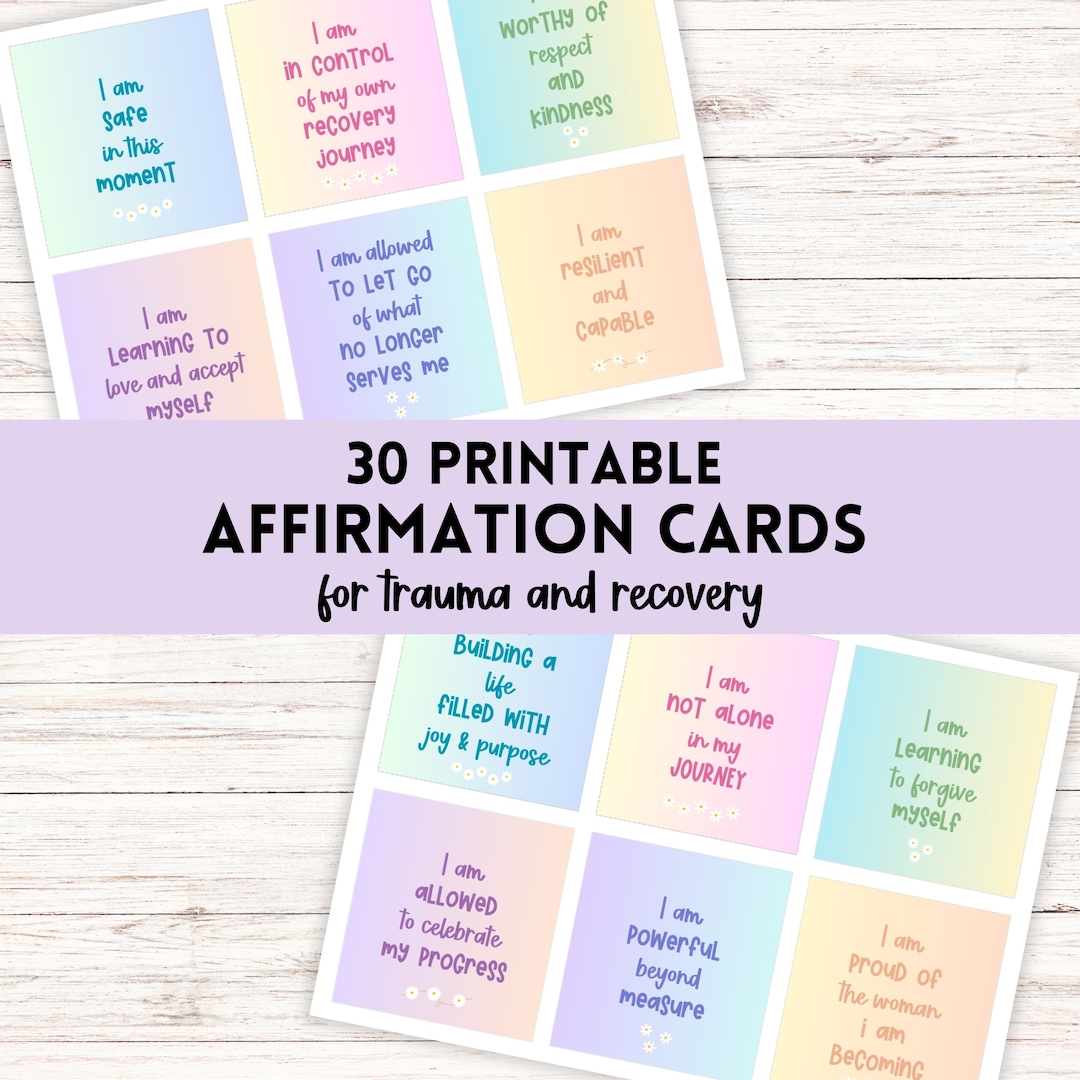 30 Affirmation Card Bundle, Recovery Daily Affirmation Cards, Trauma ...