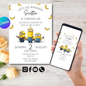 Kids Birthday Invitation, Minimalist Birthday Invitation, Editable ...