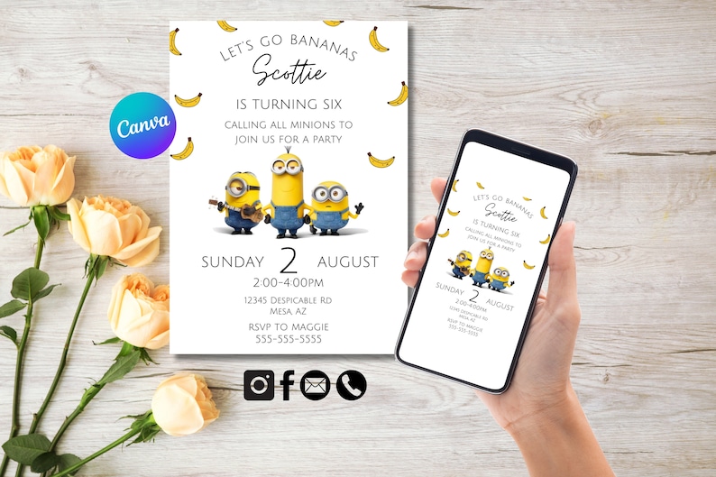 Kids Birthday Invitation, Minimalist Birthday Invitation, Editable ...