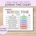 Editable Screen Time Chart, Screen Time Tracker, Kids Chart, Chore ...