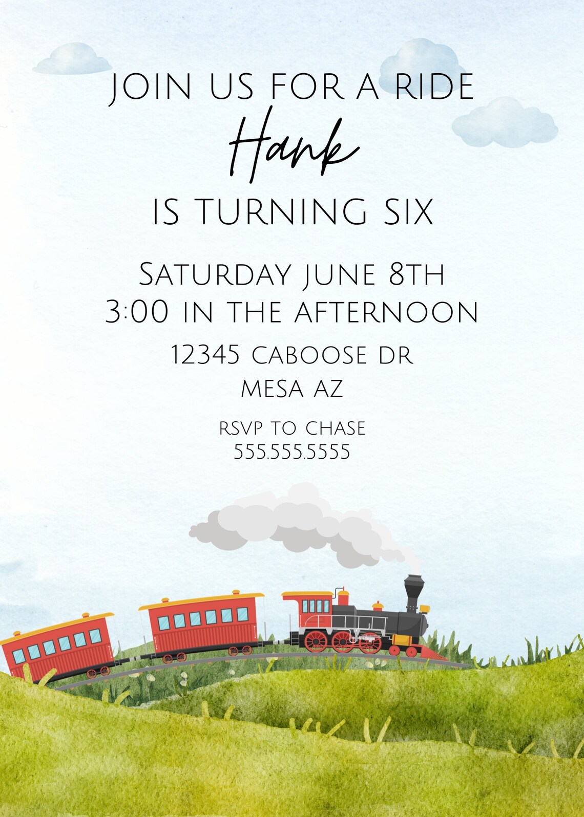 Kids Train Birthday Invitation, Boys Train Birthday, Girls Train ...