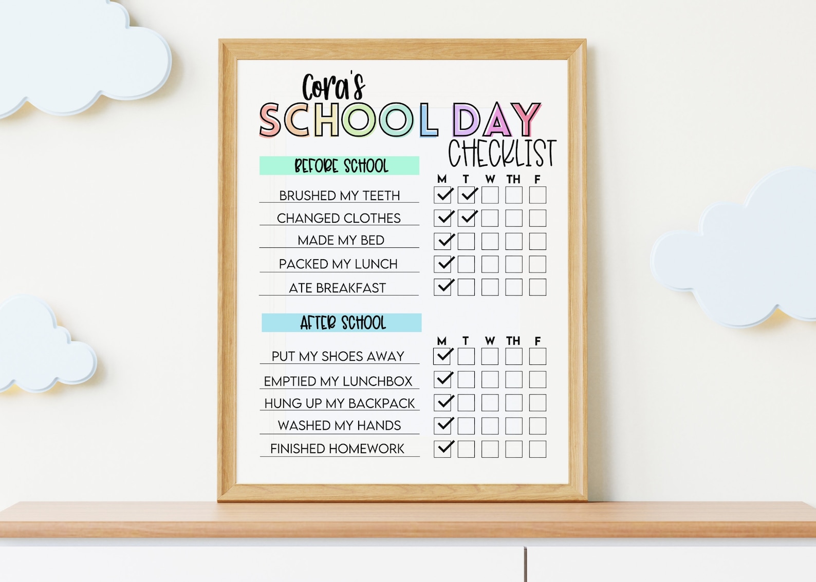 Editable School Day Checklist, Before School, After School, Kids Chart ...