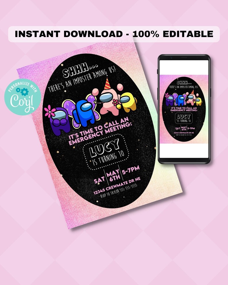 Among Us, Among Us Invitation, Kids Birthday, Birthday Invitation ...