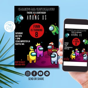 Among Us Invitation Among Us Birthday Birthday Invitation - Etsy
