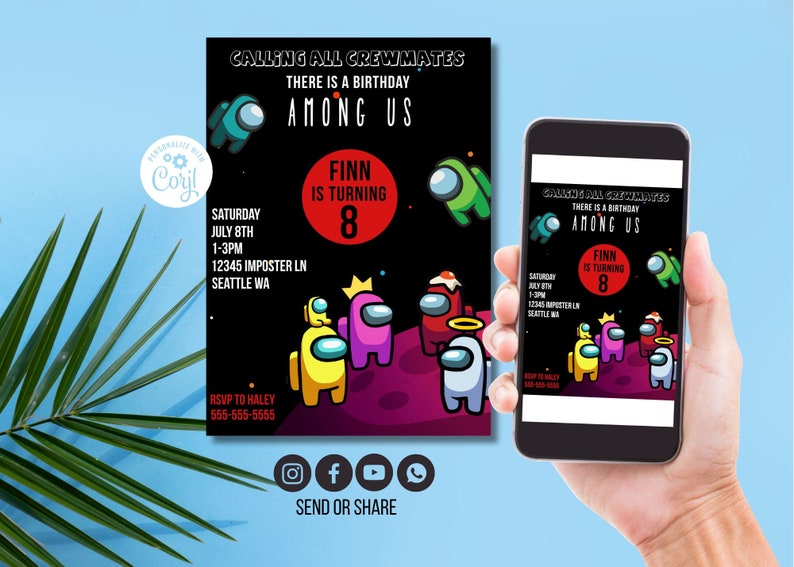 Among Us Invitation Among Us Birthday Birthday Invitation - Etsy