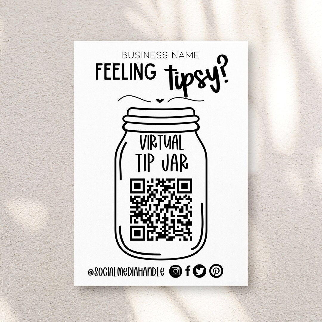 Virtual Tip Jar QR Code Sheet, Business Tip Sheet, QR Code Display, Tip ...