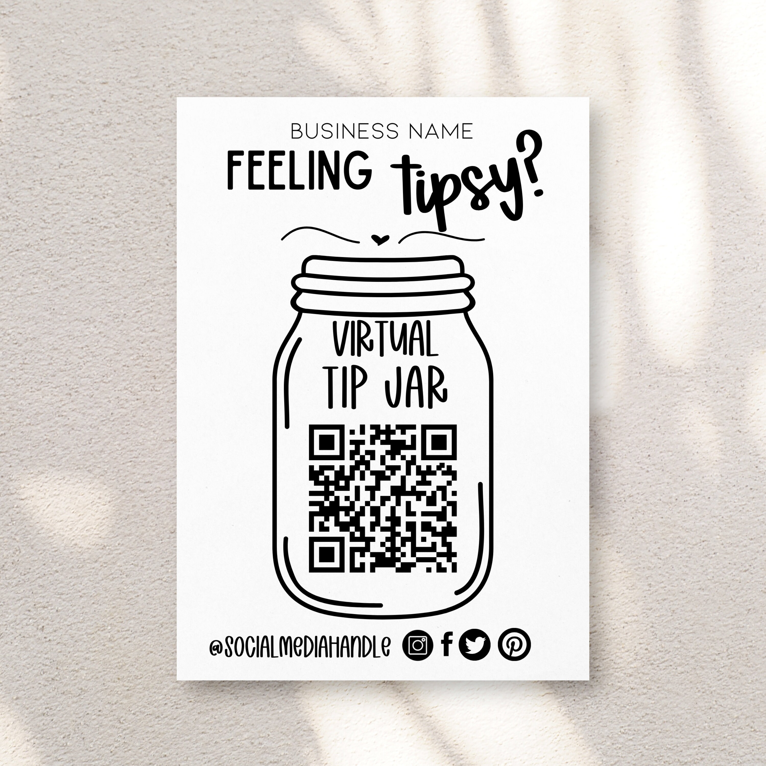 Virtual Tip Jar QR Code Sheet, Business Tip Sheet, QR Code Display, Tip ...