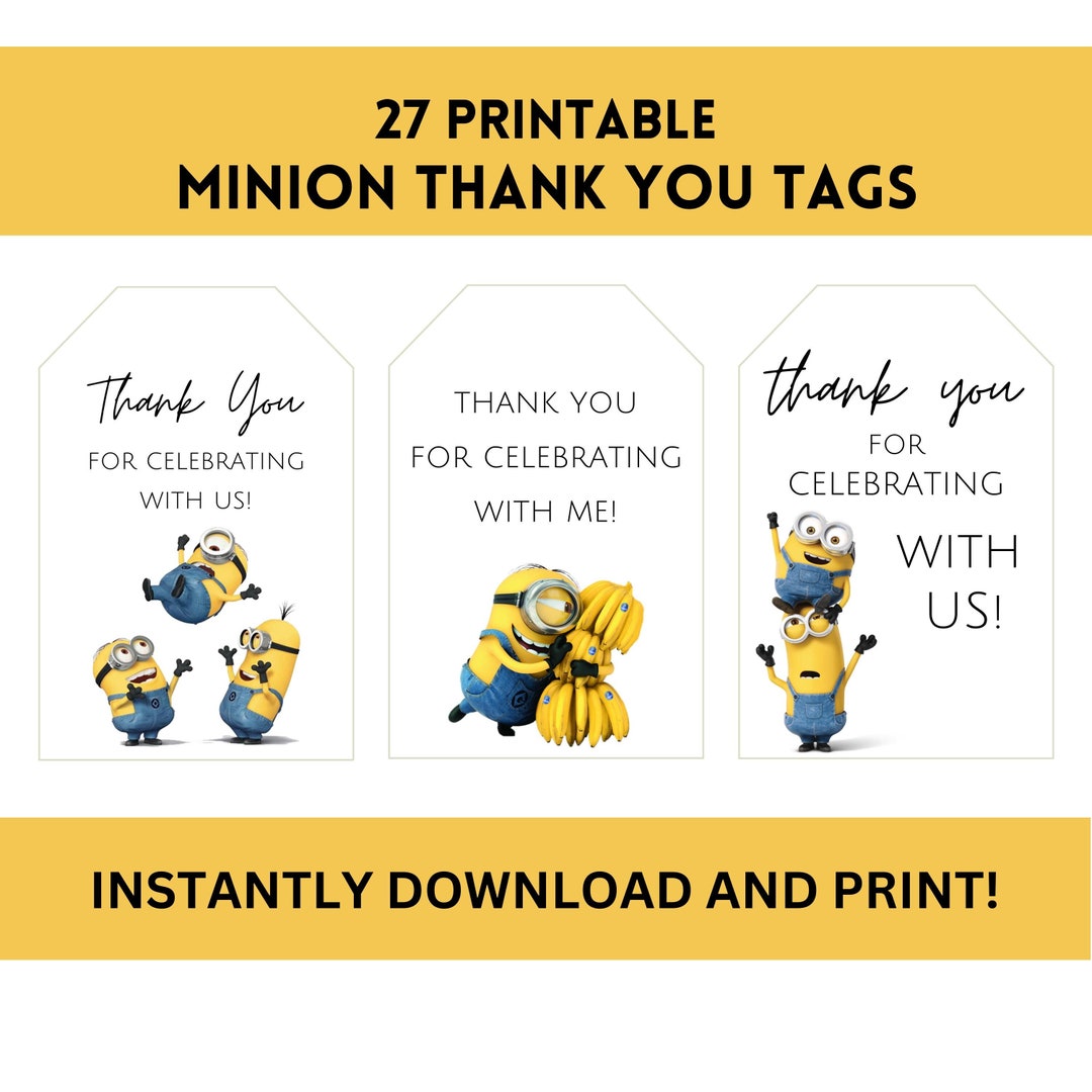 Thank You Party Tags, Party Favor Tags, Instant Print Digital Thank You ...