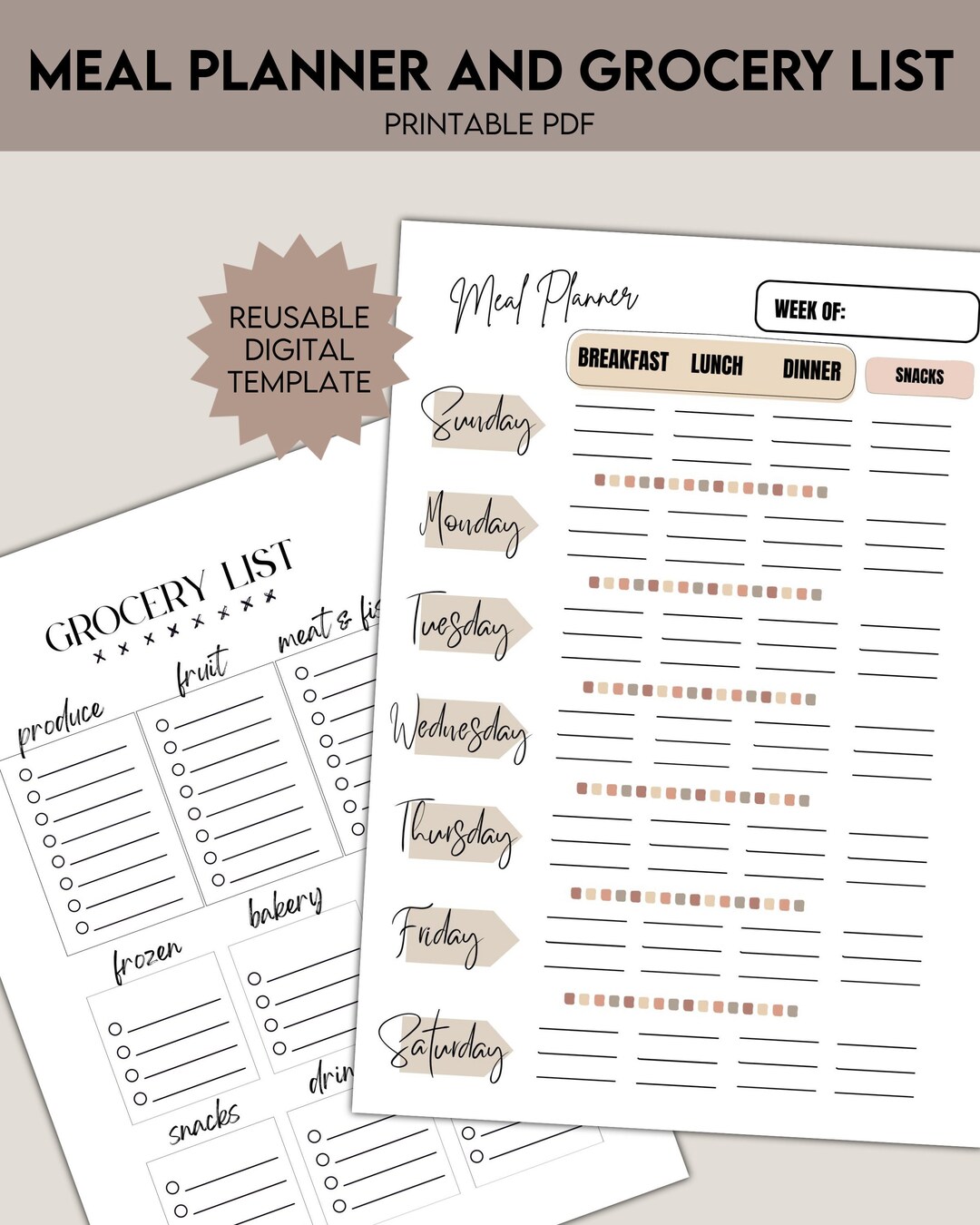 Meal Planner, Grocery List, Printable Grocery List, Meal Prep, Budget ...