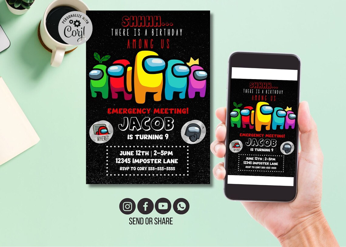 Among Us Birthday Among Us Invitation Imposter Kids - Etsy