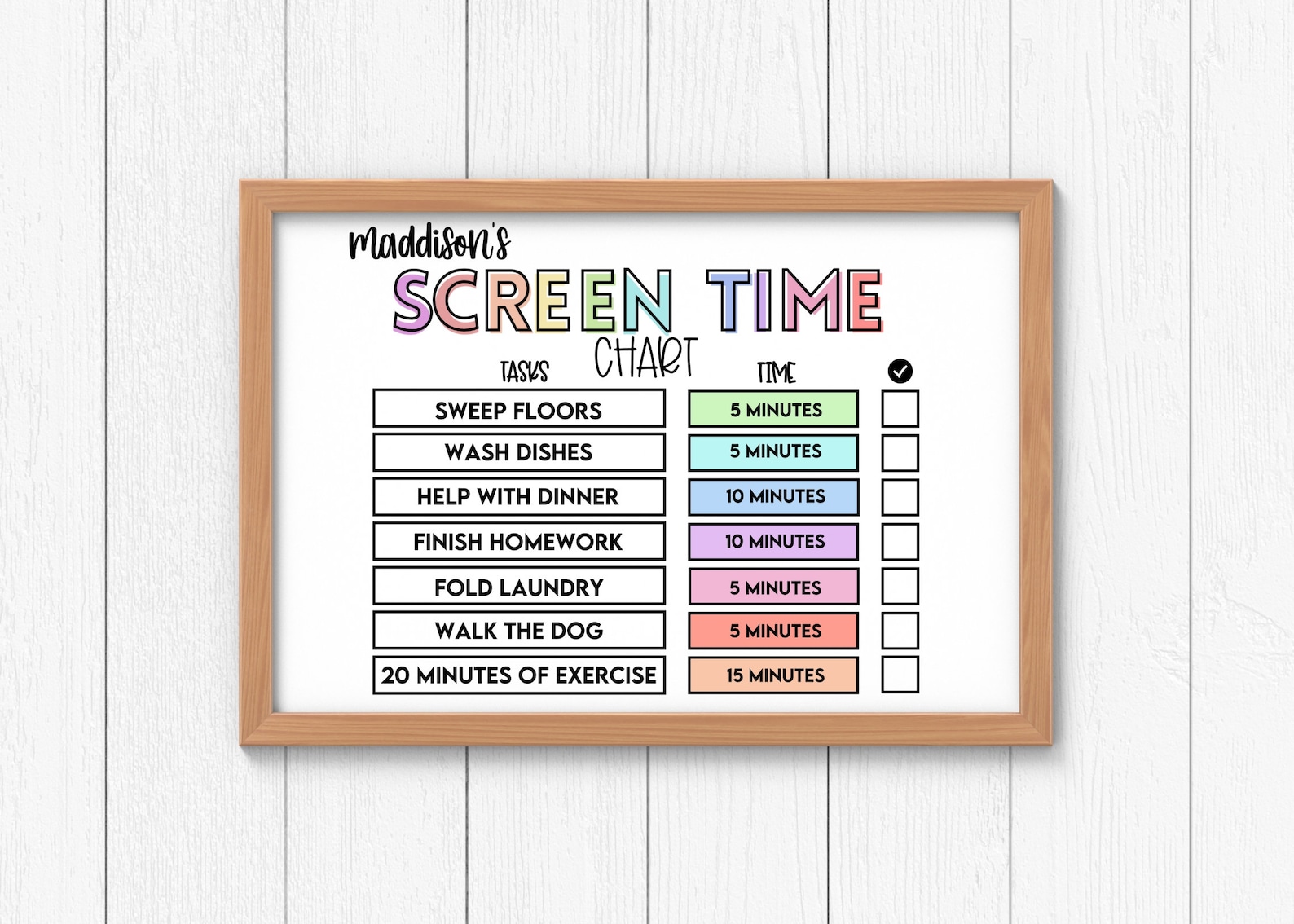 Editable Screen Time Chart, Screen Time Tracker, Kids Chart, Chore ...