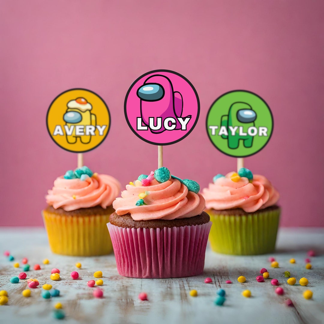Among Us Editable Cupcake Toppers, Birthday Cake Toppers, Among Us ...