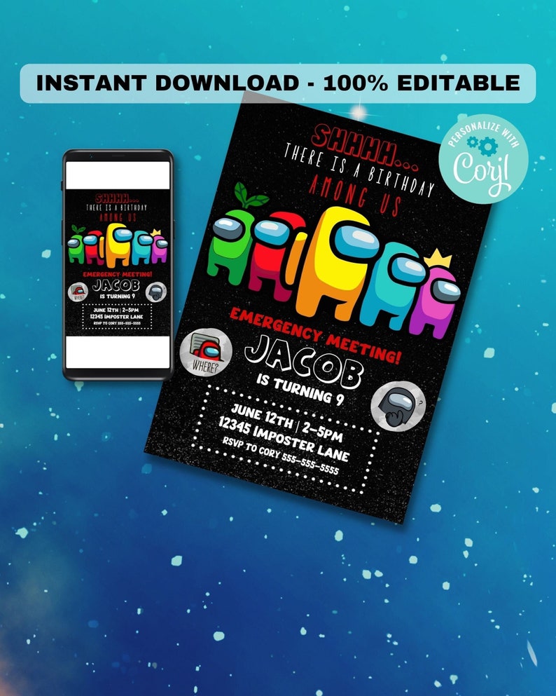 Among Us Birthday Among Us Invitation Imposter Kids - Etsy