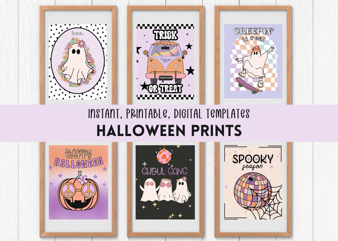 Halloween Prints, Retro Wall Prints, Spooky, Ghost Print, Ghoul Gang ...