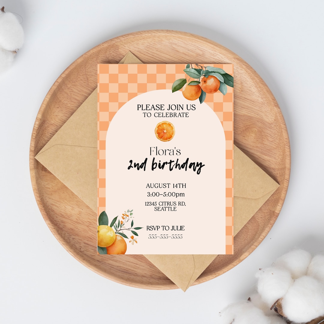 Citrus Birthday Invitation, Orange Invitation, Fruit Birthday, Kids ...