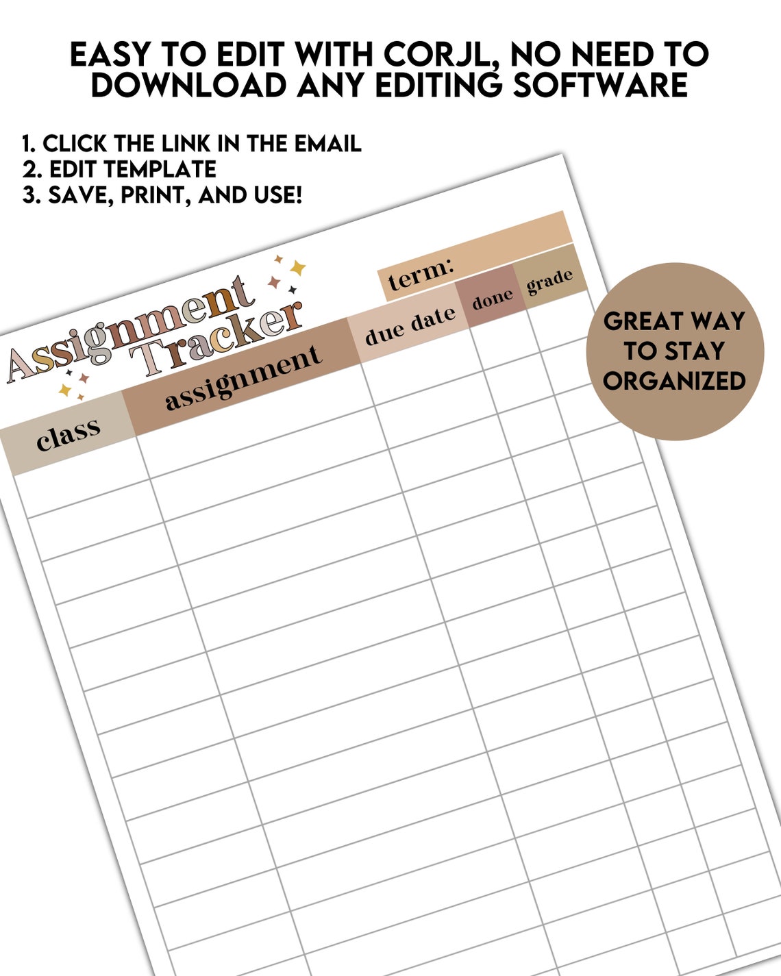 Student Assignment Tracker, Student Chart, Assignment Chart, College ...