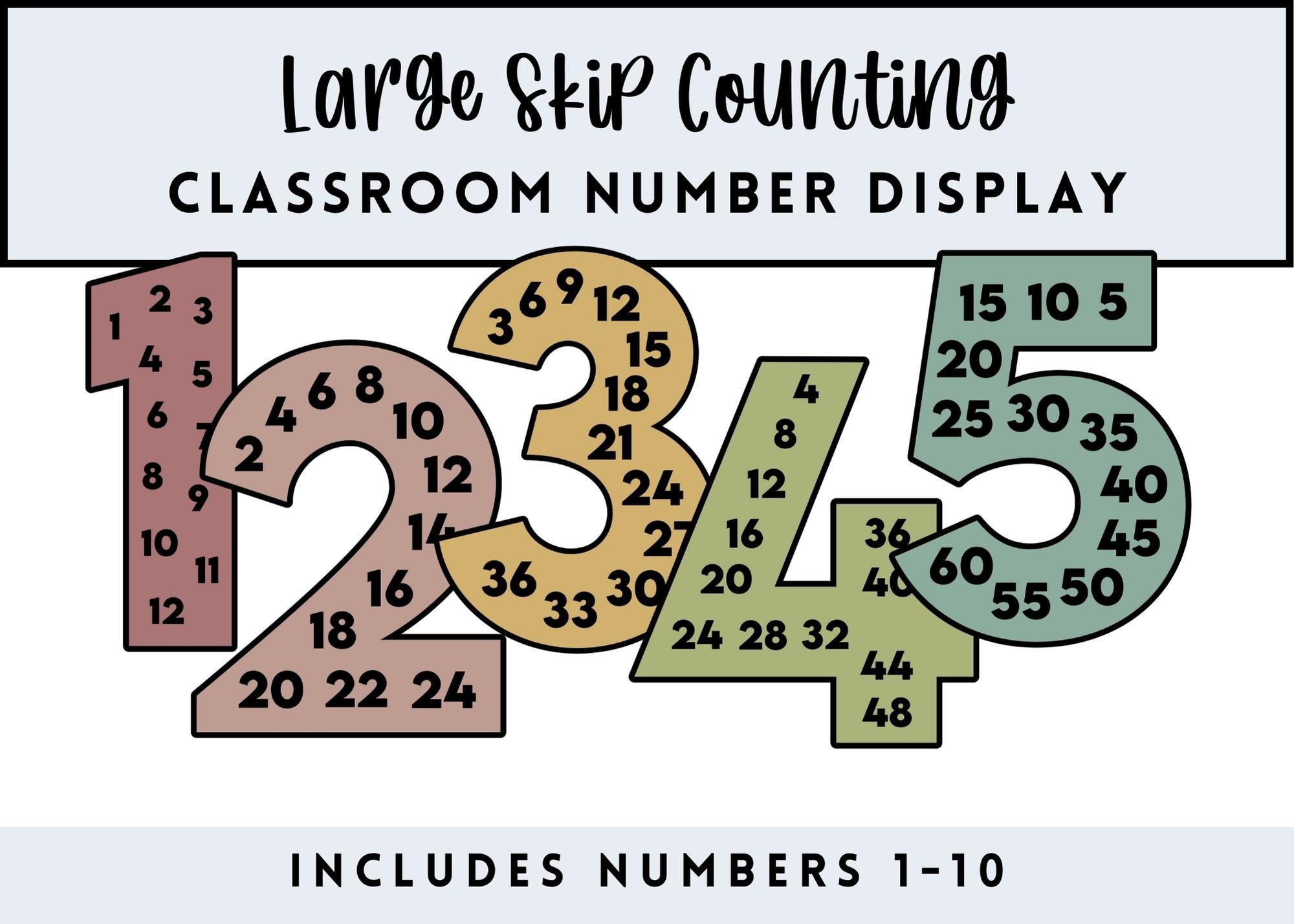 Large Skip Counting Numbers, Classroom Numbers, Math, Teacher Sign, Cut ...