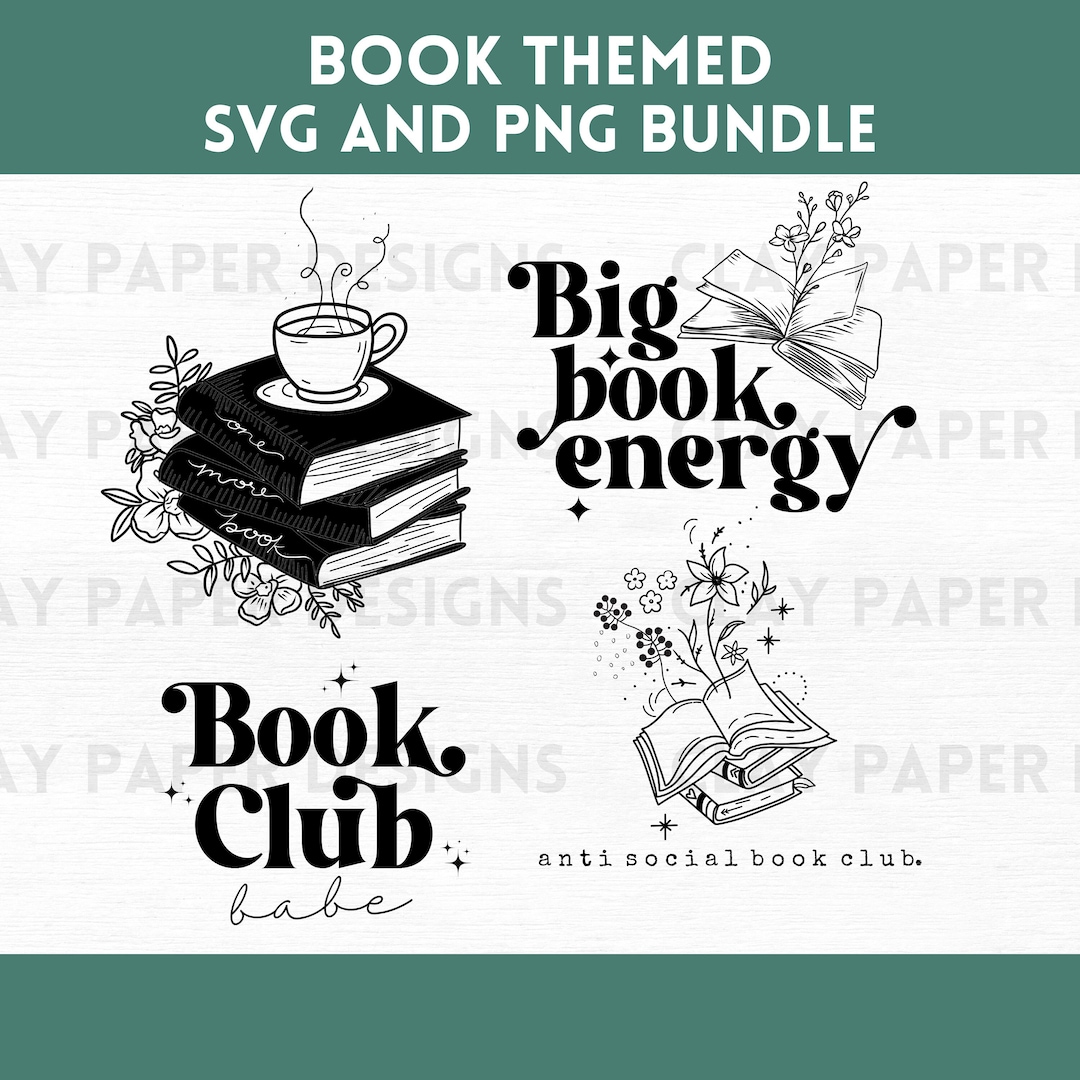 Book Clipart, Book Png Bundle, Apparel Svg, Book Club Babe, Book Lover ...