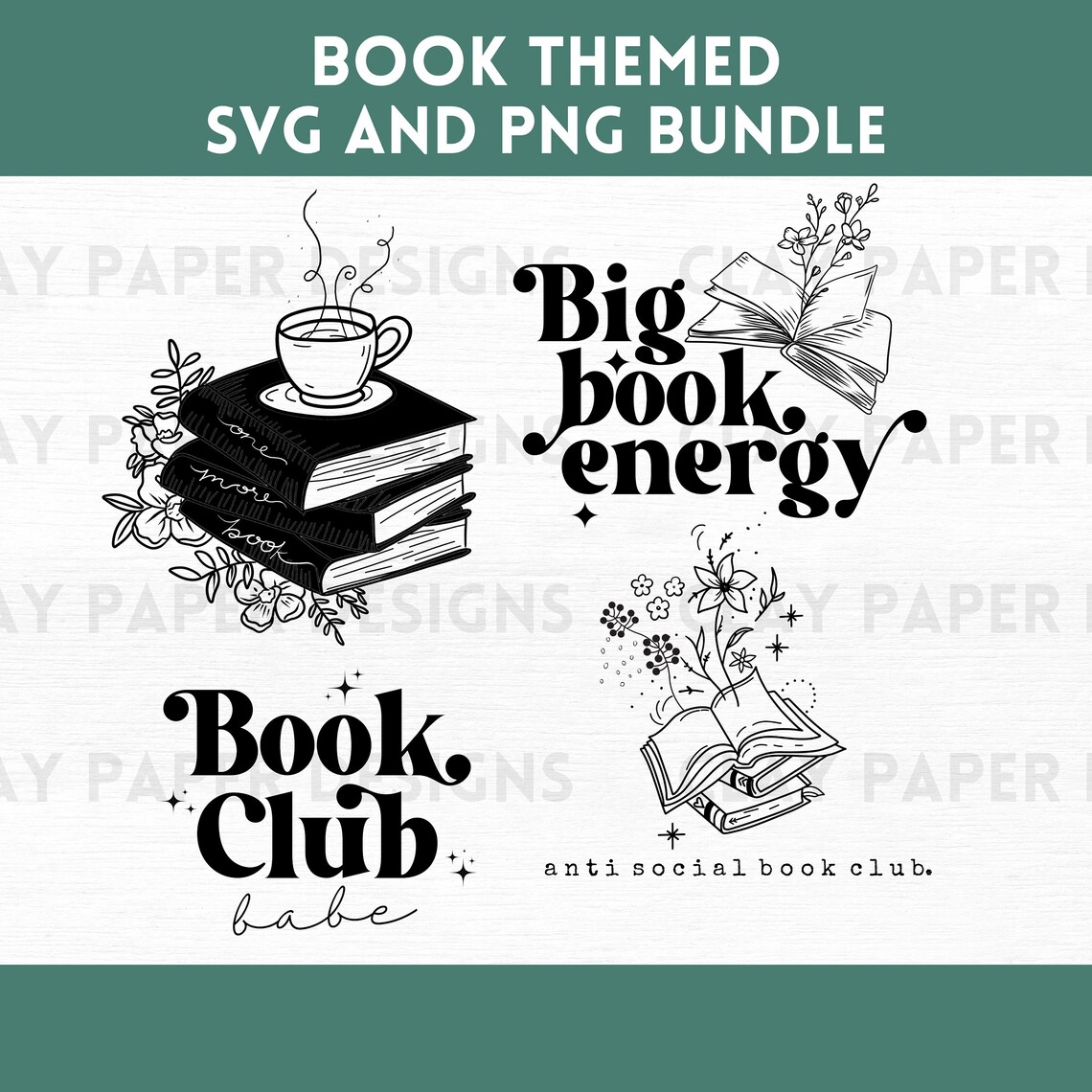 Book Clipart, Book Png Bundle, Apparel Svg, Book Club Babe, Book Lover ...