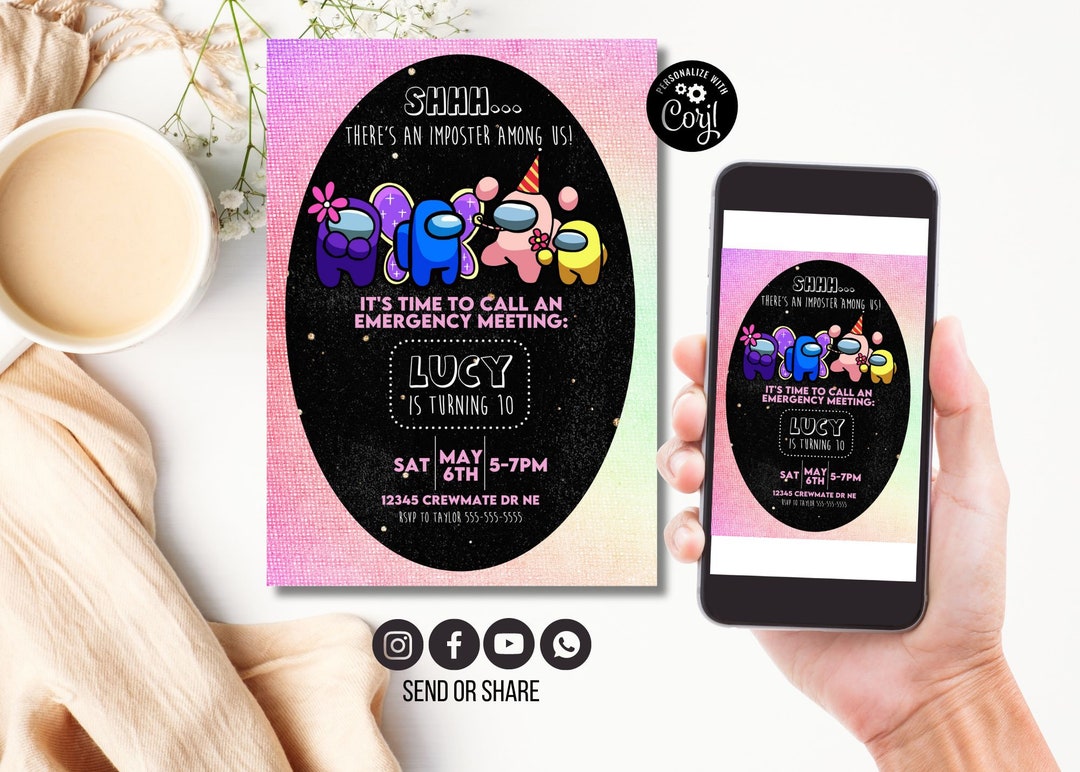 Among Us, Among Us Invitation, Kids Birthday, Birthday Invitation ...