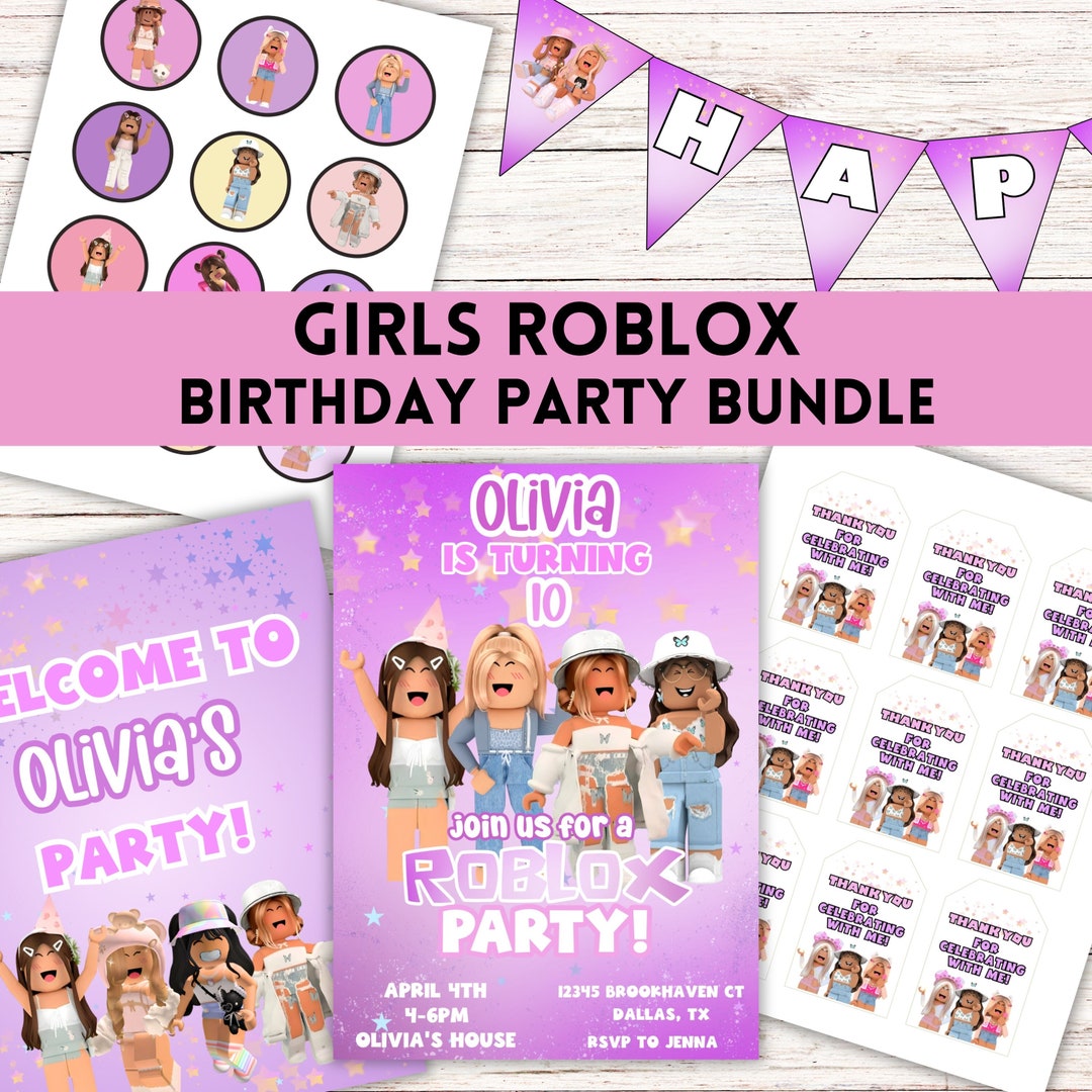 Girls Roblox Birthday Bundle, Roblox Birthday Sign, Editable Roblox ...