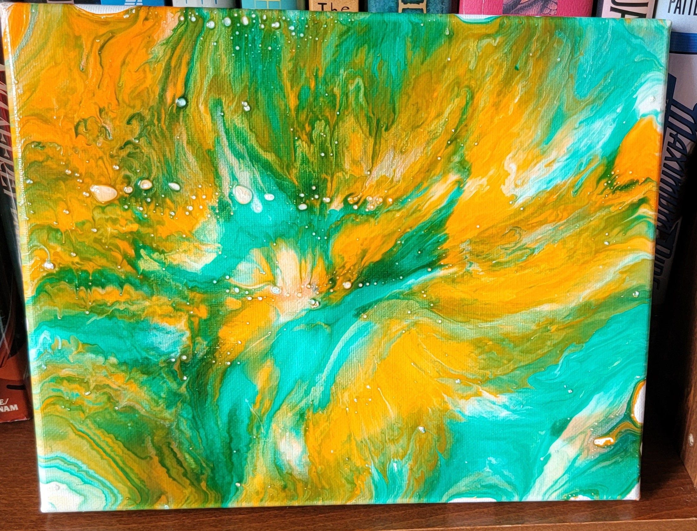 8x10 Original Abstract Canvas Art Acrylic Pour Painting "yellowstone ...